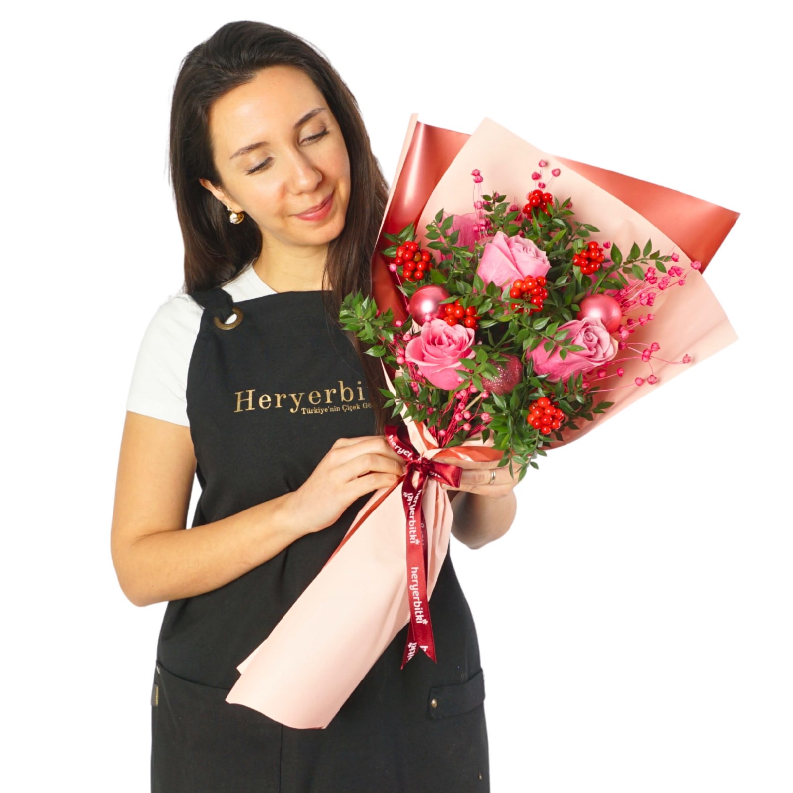 Pembe Güller ve Kokina Buketi - Heryerbitki